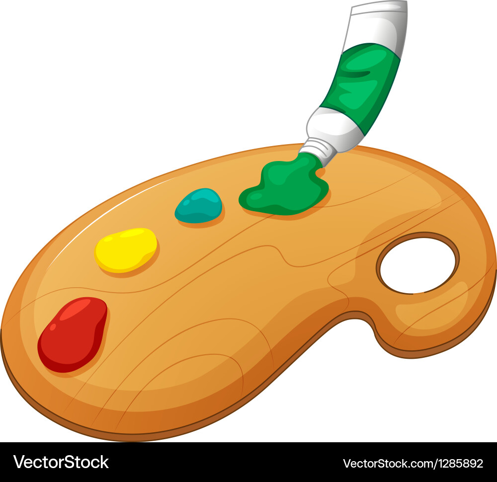 A paint palette and an acrylic Royalty Free Vector Image