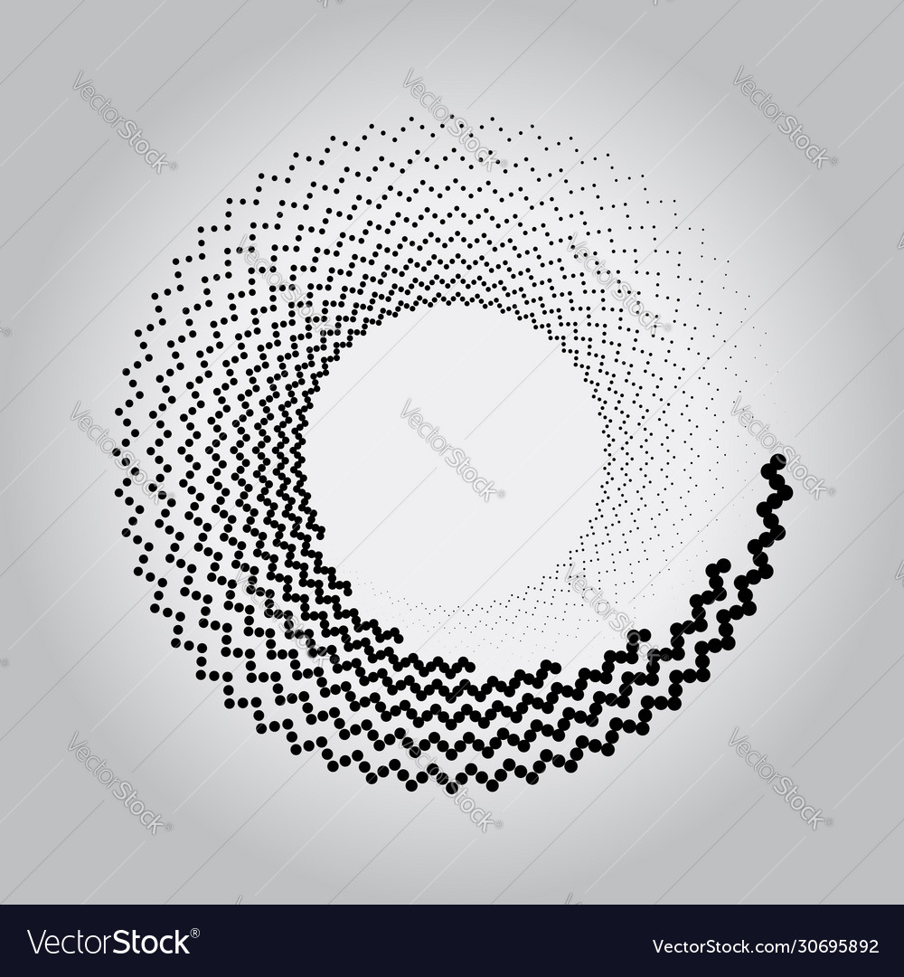 Black zig zag halftone dots in spiral form Vector Image