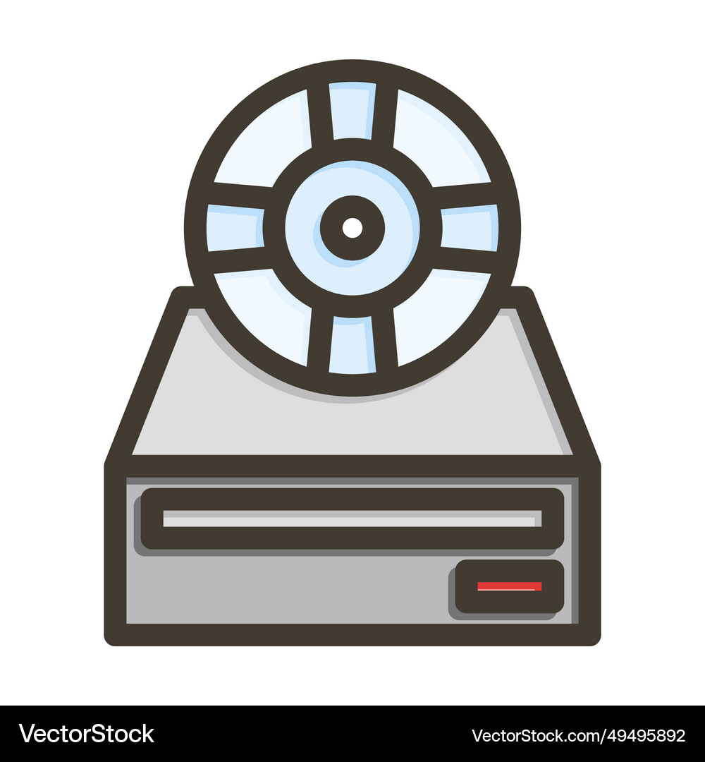 Cd rom thick line filled colors icon for personal Vector Image