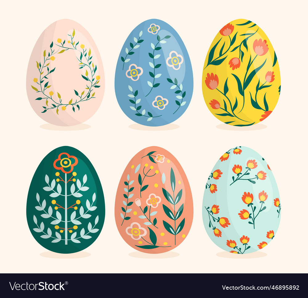 Colored easter eggs set Royalty Free Vector Image