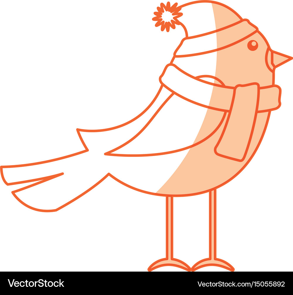 Cute shadow christmas bird cartoon Royalty Free Vector Image