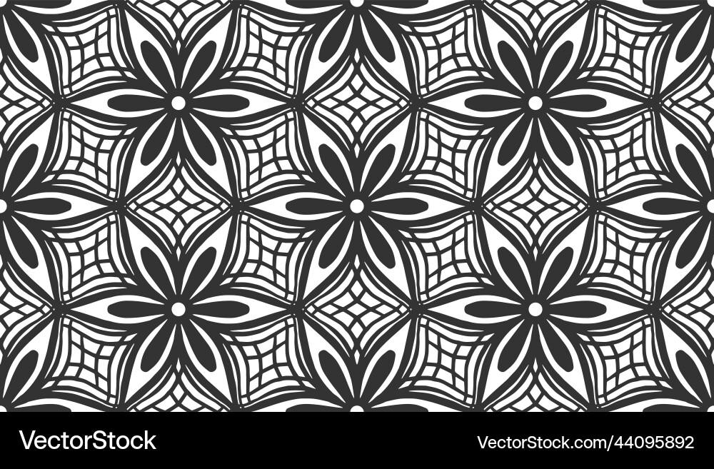 Flower black lace seamless pattern floral tile Vector Image
