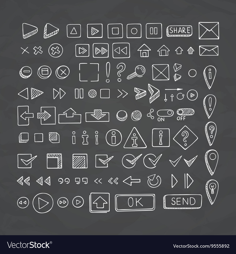 Hand drawn icons set website development Vector Image