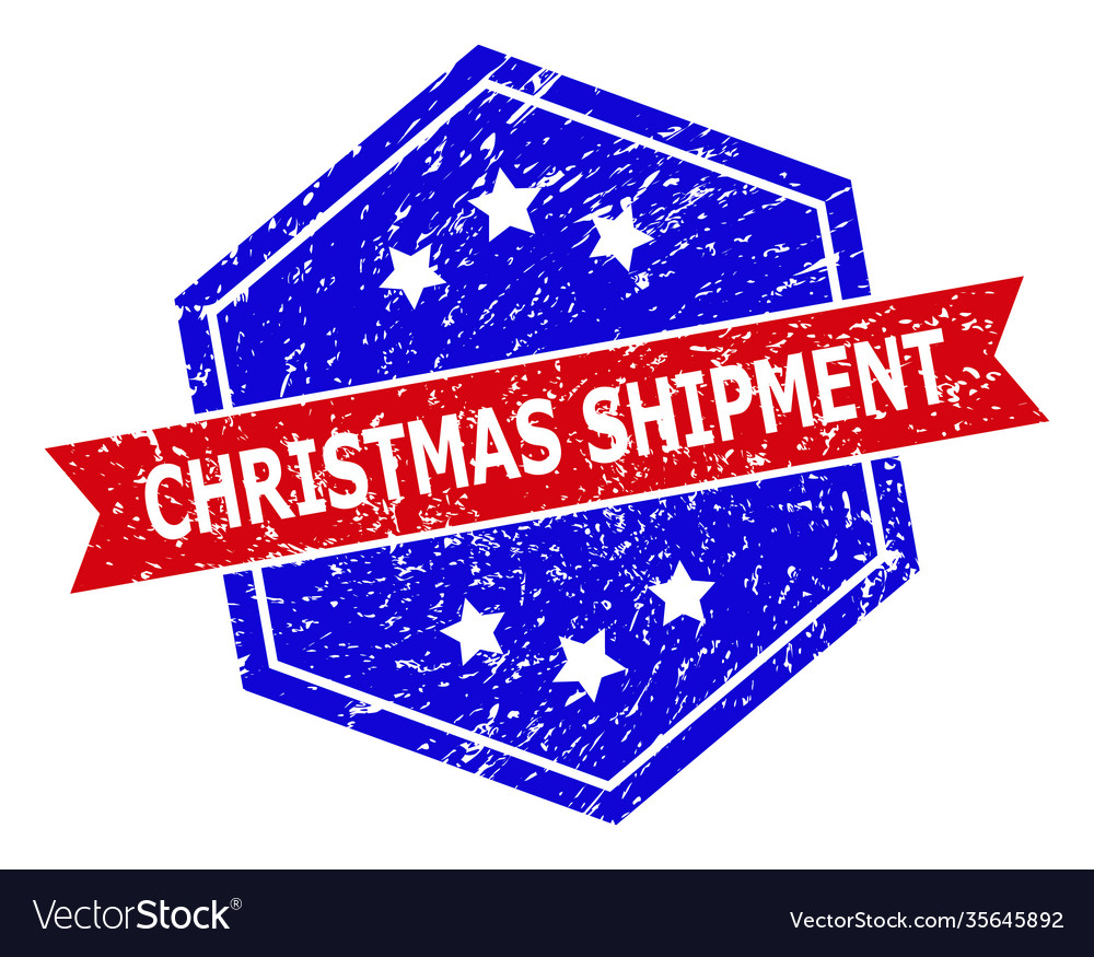 Hexagonal bicolor christmas shipment seal Vector Image Hexagonal bicolor christmas shipment seal Vector Image