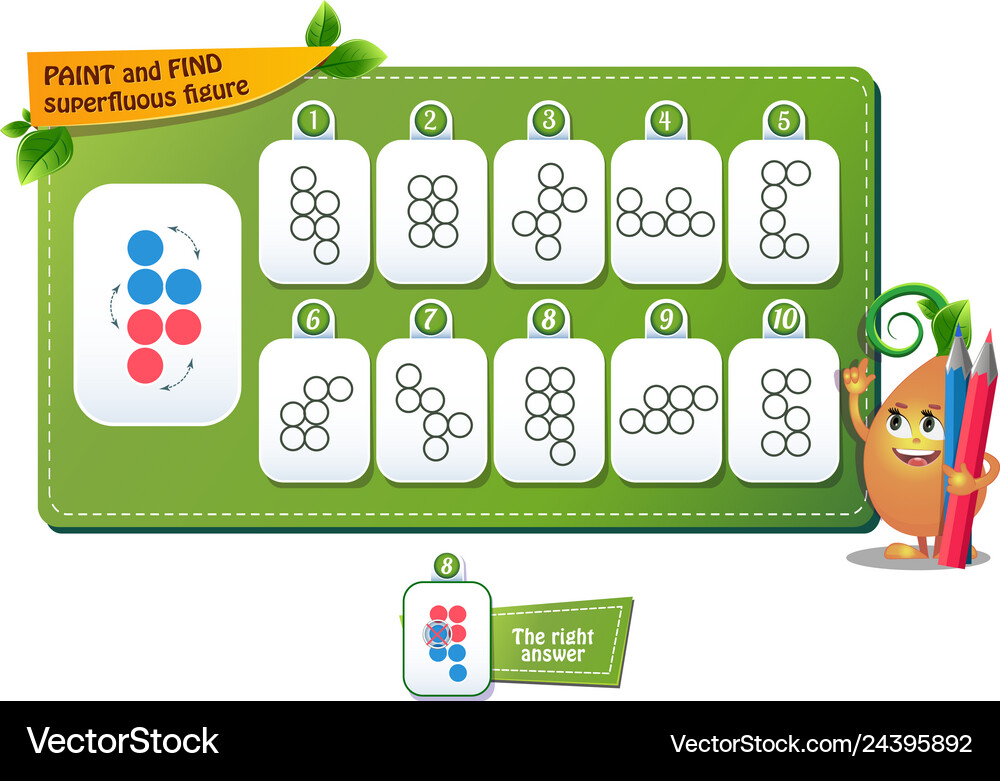 Paint and find superfluous figure Royalty Free Vector Image