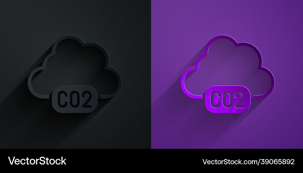 Paper cut co2 emissions in cloud icon isolated Vector Image