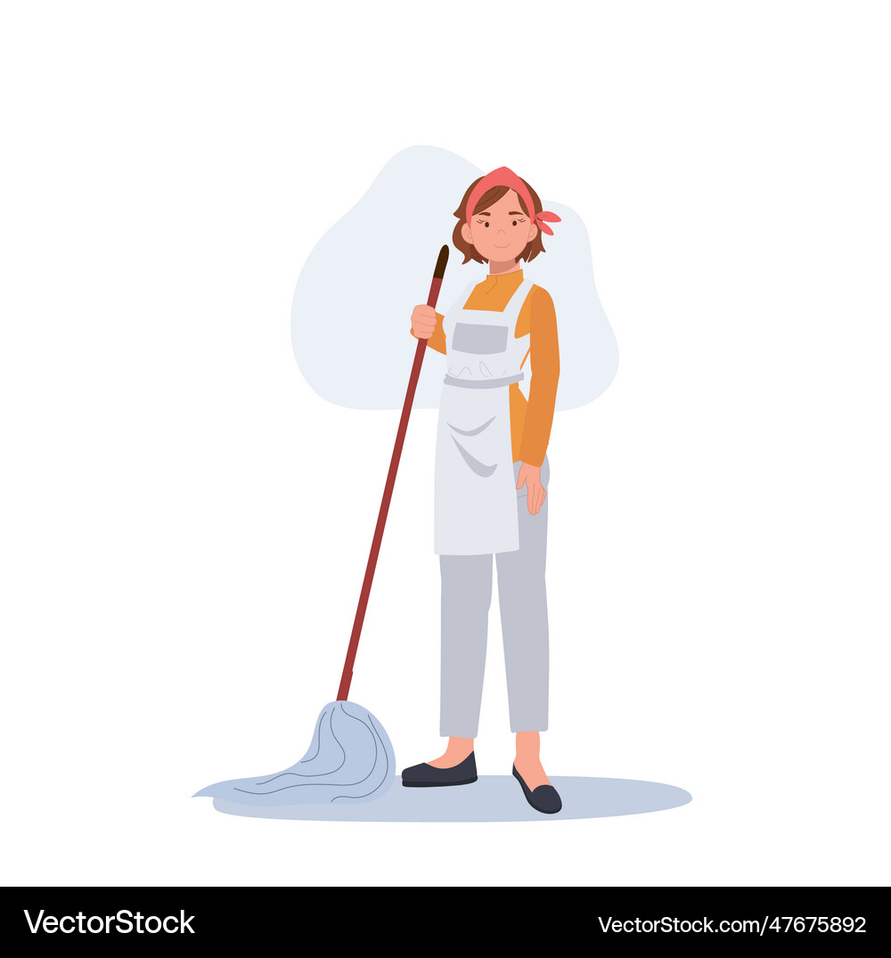 Professional cleaner lady working as housekeeper Vector Image