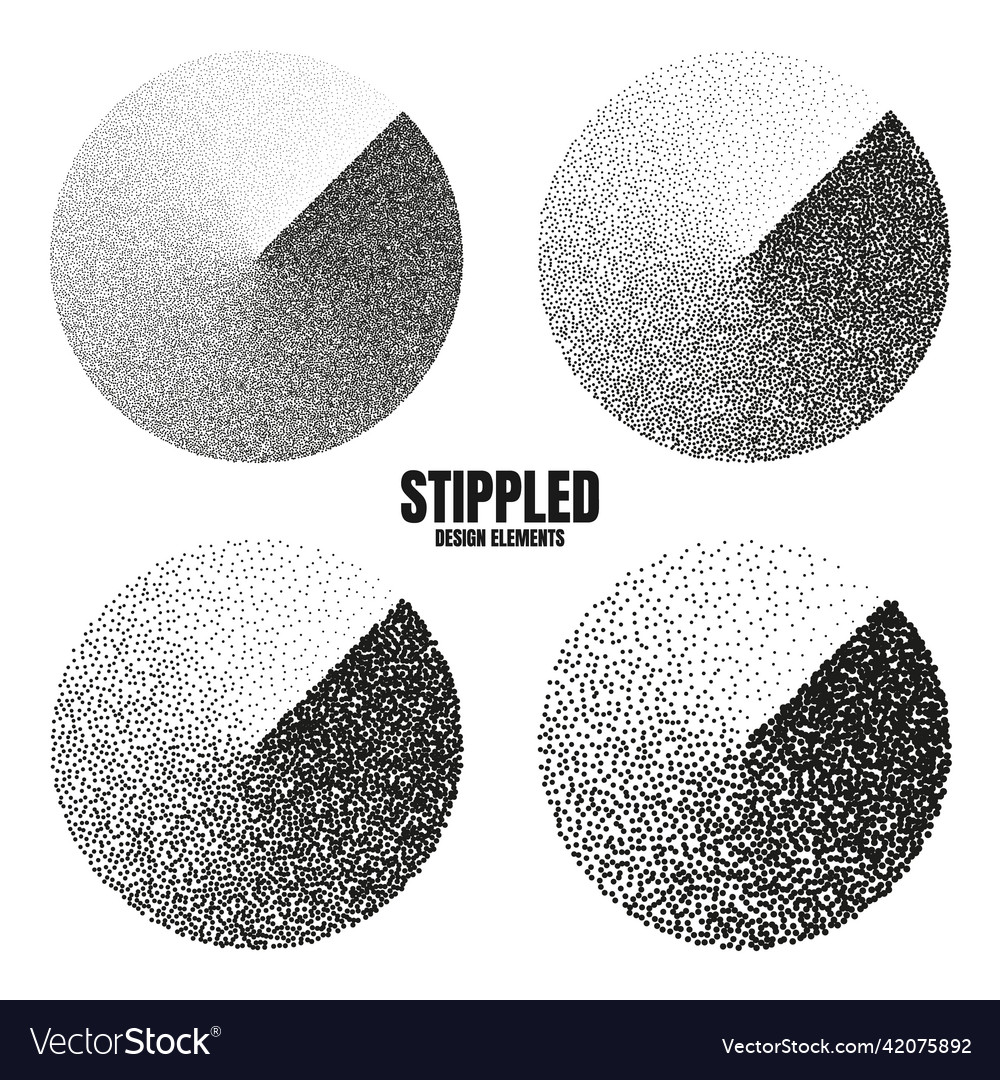 Round shaped dotted objects stipple elements Vector Image