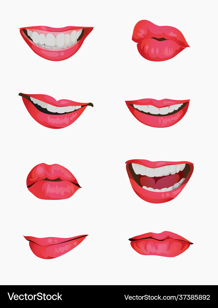 Set mouth emotions animation lip sync animated Vector Image