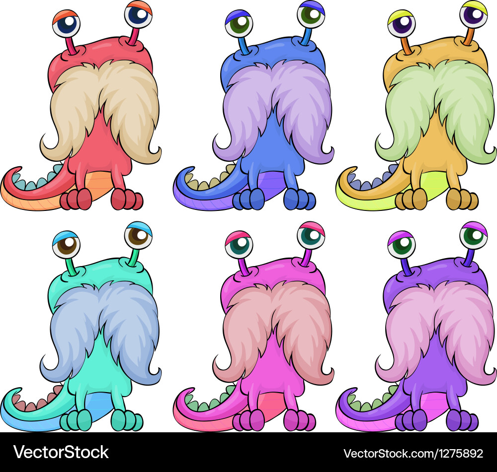 Six monsters with beards Royalty Free Vector Image