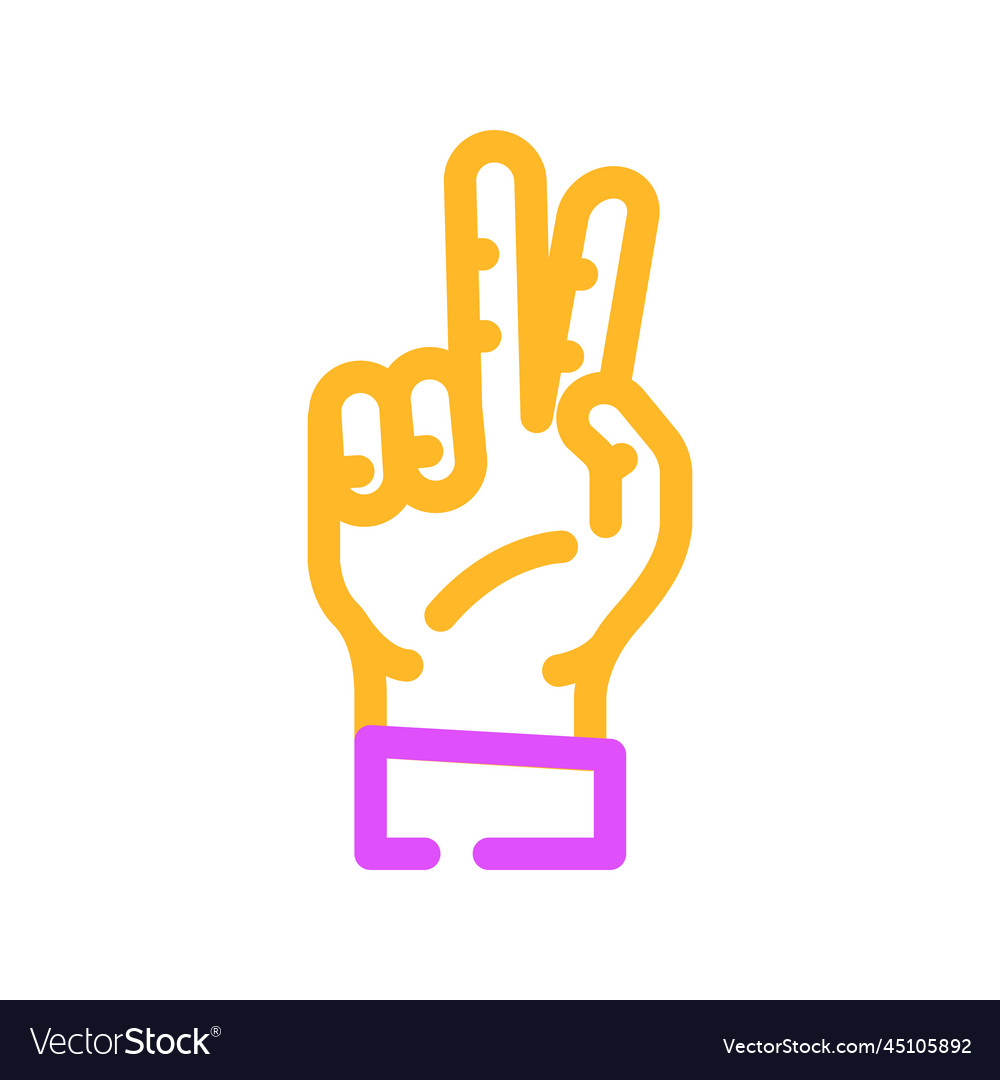 Two number hand gesture color icon Royalty Free Vector Image