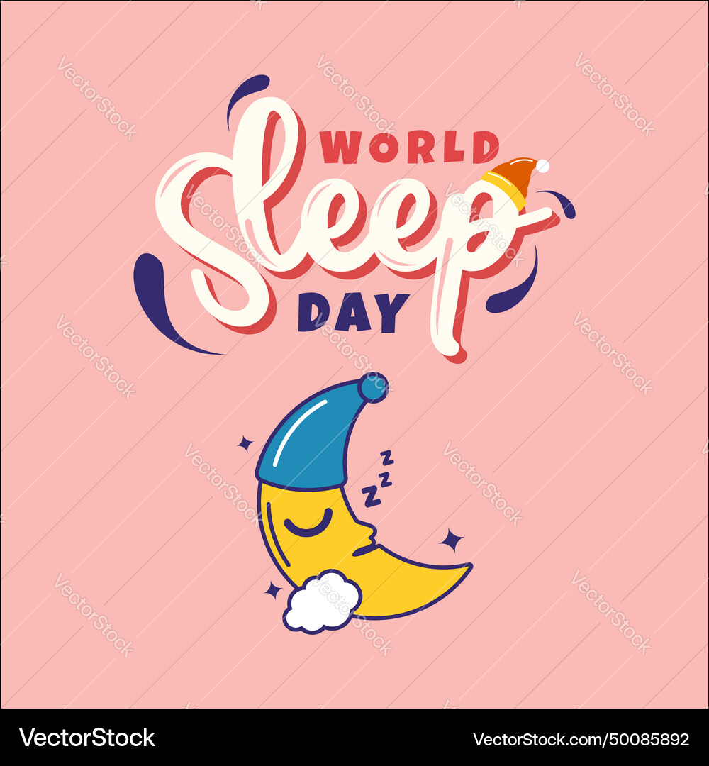 World sleep day retro style design Royalty Free Vector Image