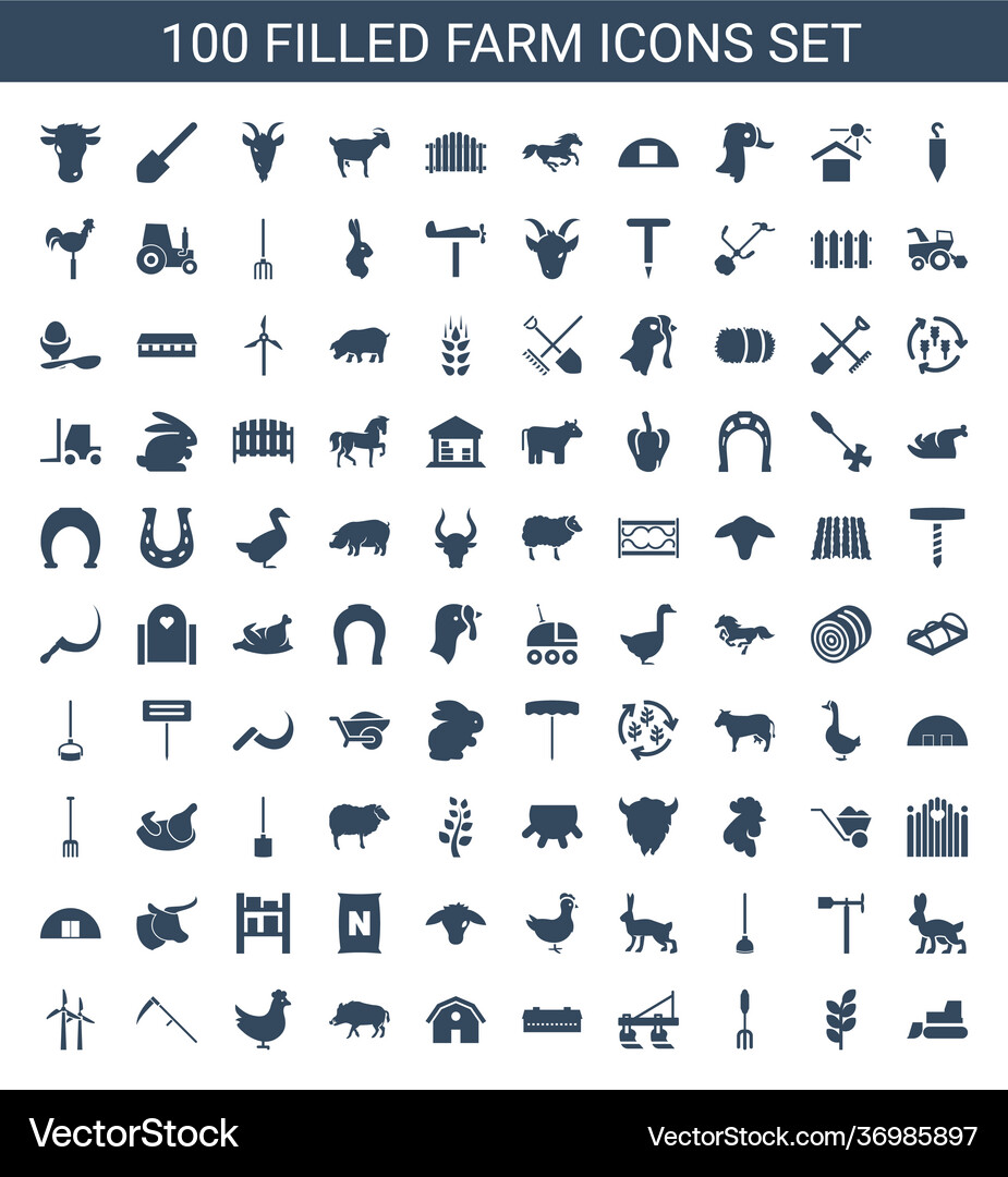 100 farm icons Royalty Free Vector Image - VectorStock
