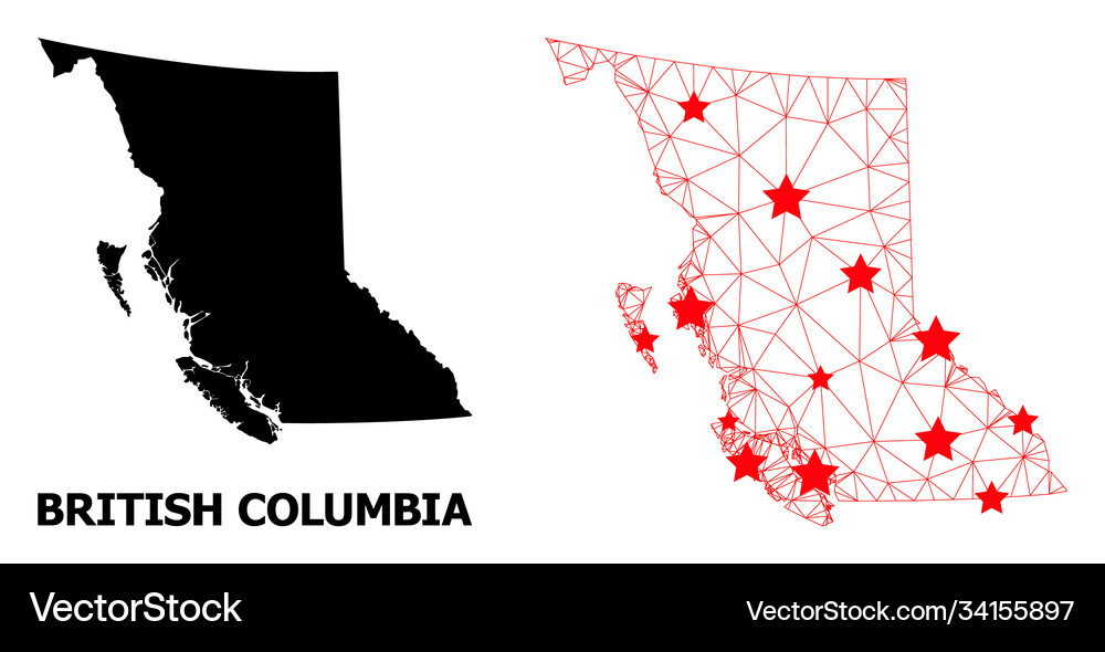 2d polygonal map british columbia province Vector Image