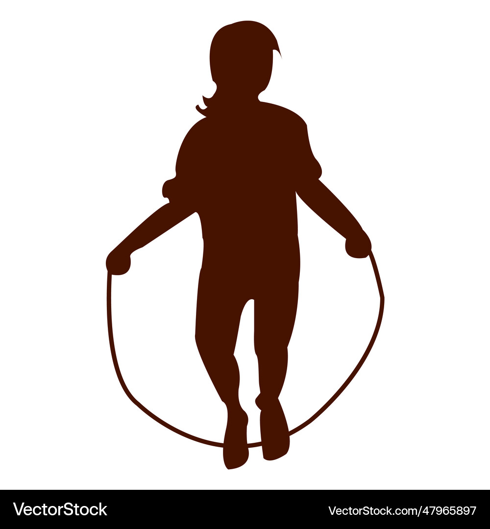 Child jumping rope silhouette Royalty Free Vector Image