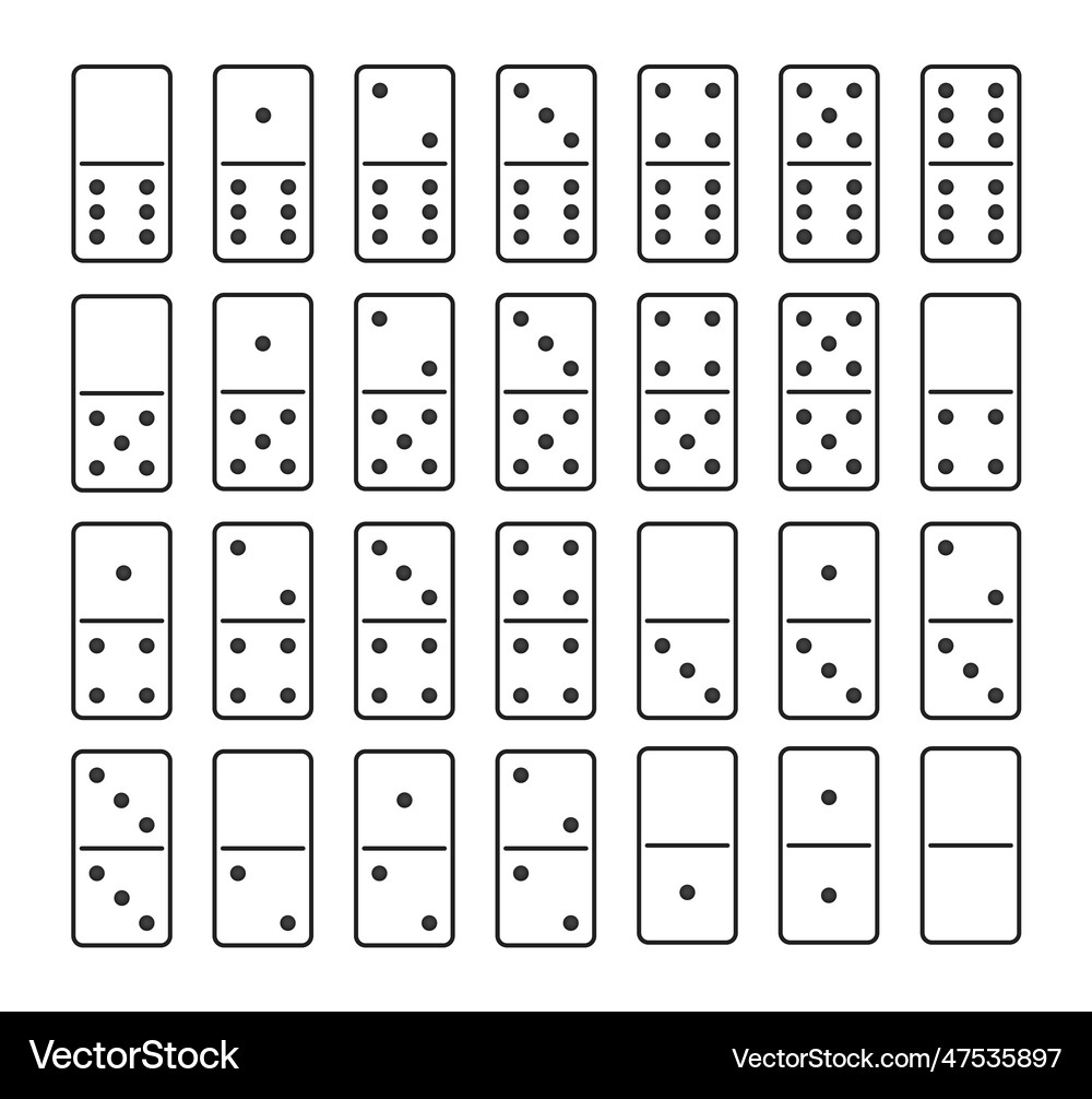 Domino set piece game board flat icon Royalty Free Vector