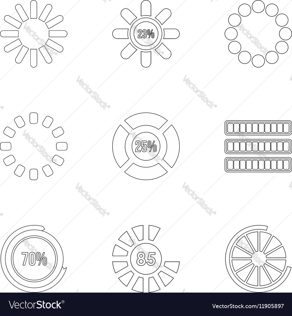 Download icons set outline style Royalty Free Vector Image