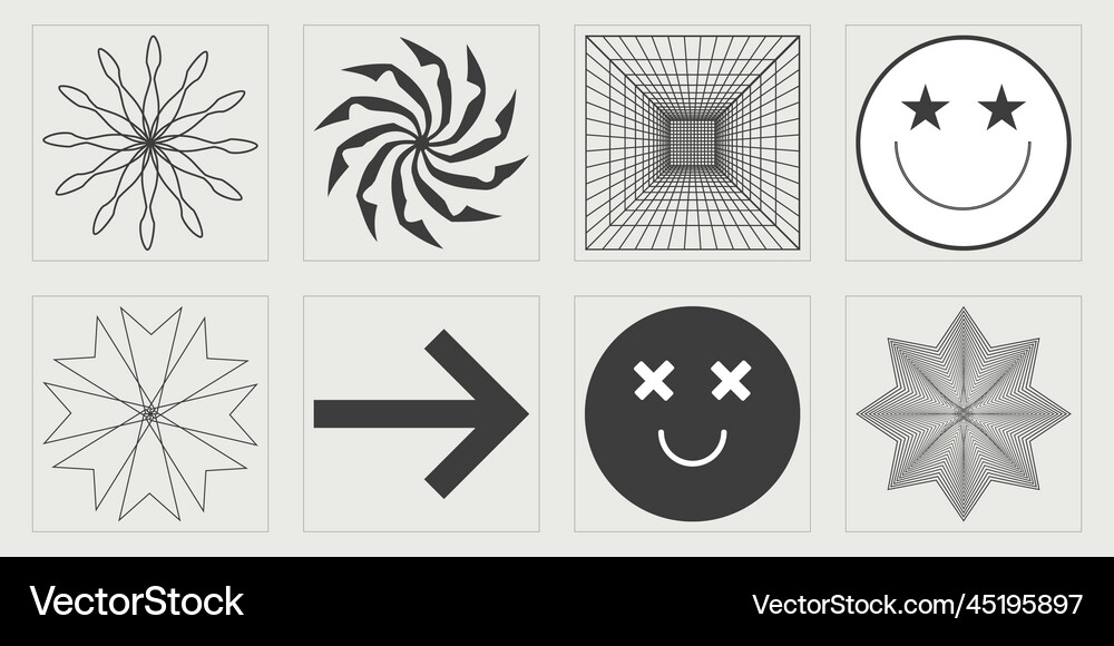 Graphic assets set trendy geometric Royalty Free Vector