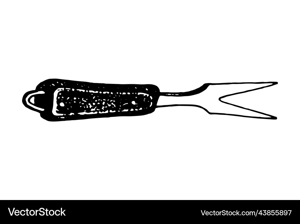 Hand drawn of grill fork Royalty Free Vector Image