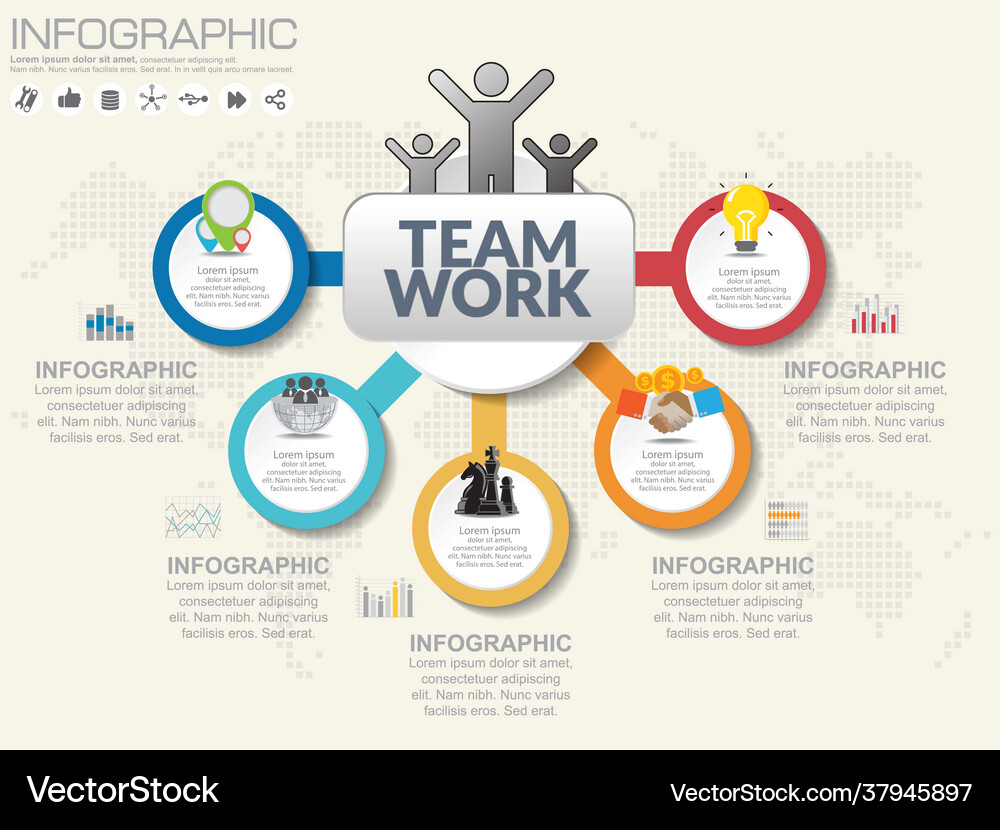 Infographic teamwork concept with icons can Vector Image