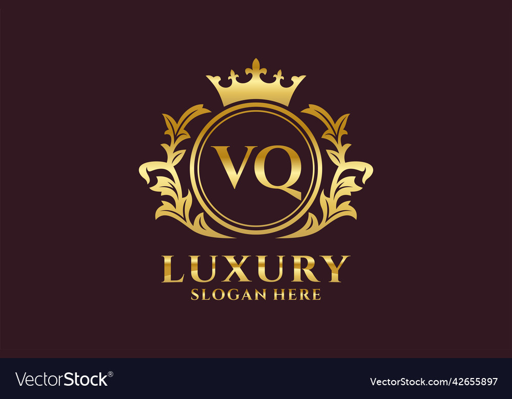 Initial vq letter royal luxury logo template Vector Image