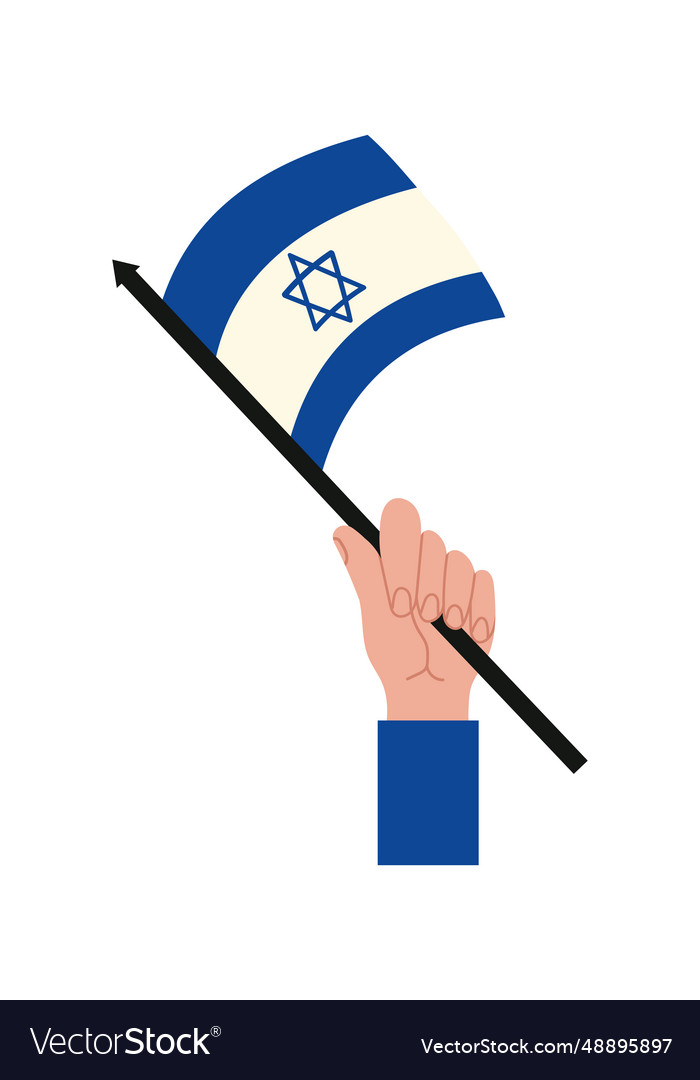 Israel flag waving in pole Royalty Free Vector Image