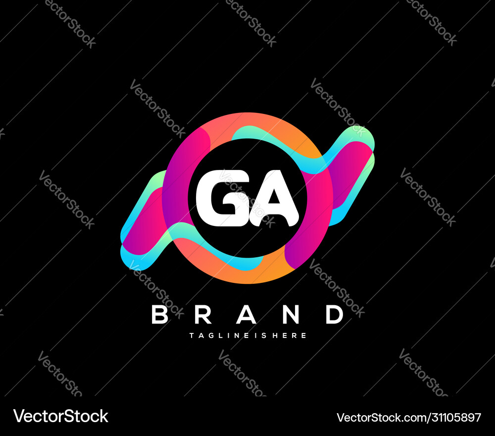 Letter ga initial logo with colorful Royalty Free Vector