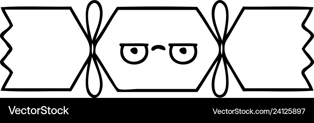 Line drawing cartoon christmas cracker Royalty Free Vector