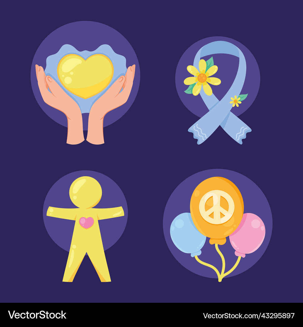 Peace day four icons Royalty Free Vector Image
