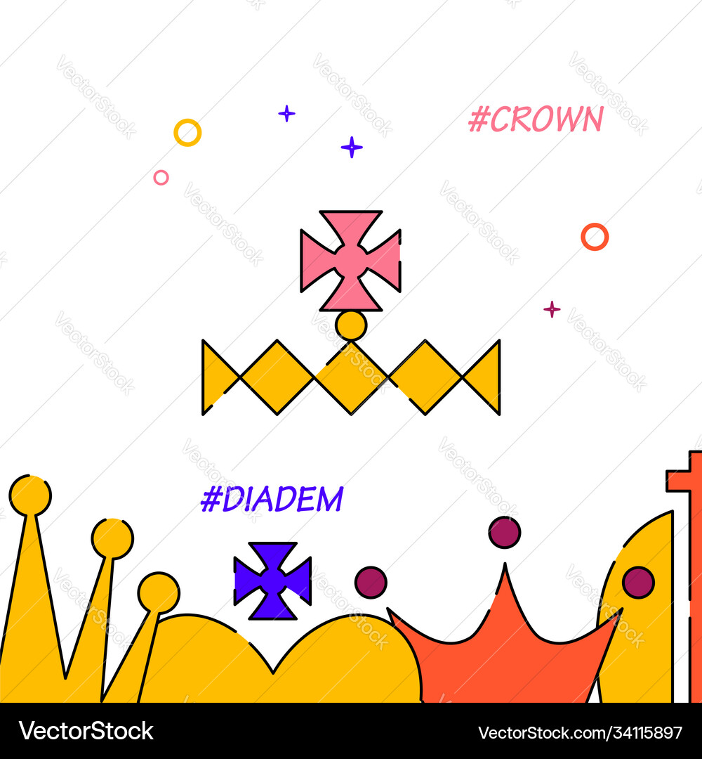 Royal crown filled line icon simple Royalty Free Vector