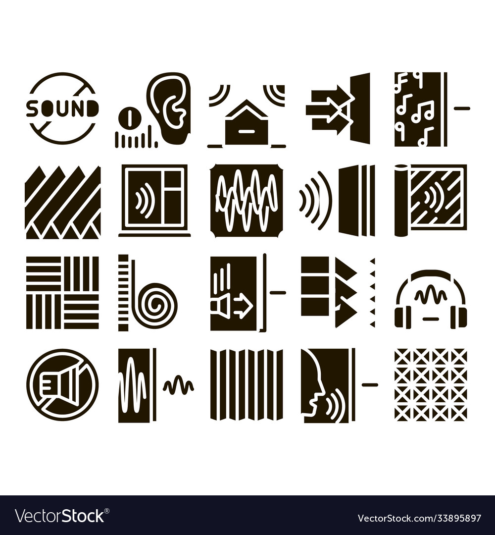 Soundproofing building material icons set Vector Image Soundproofing building material icons set Vector Image