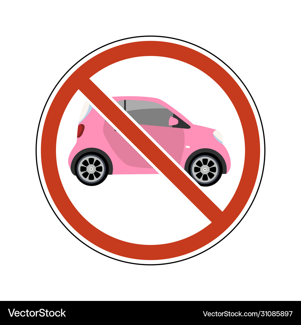 Stop car sign isolated circle prohibited Vector Image