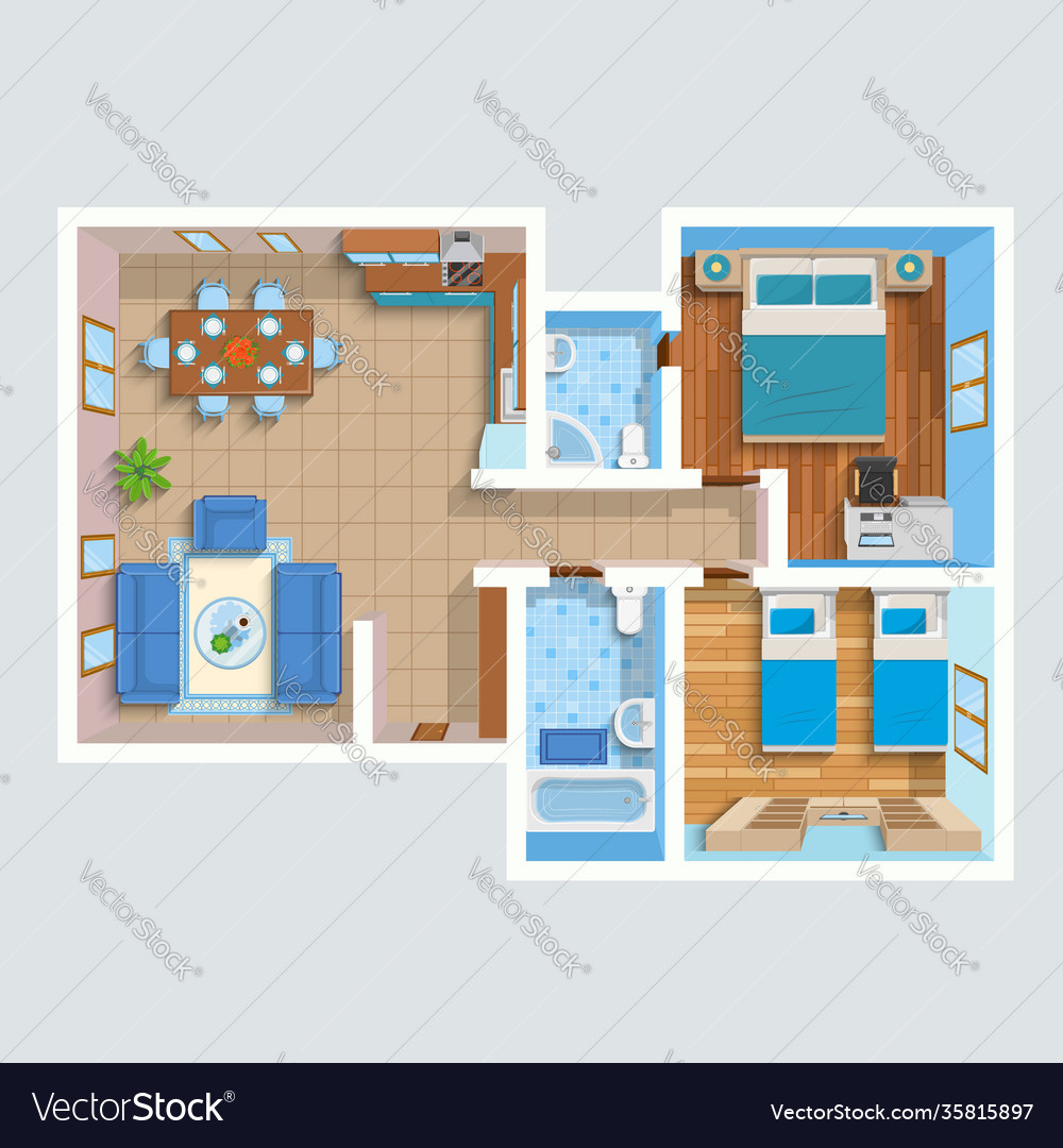 Top view flat interior plan Royalty Free Vector Image