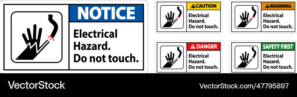 Warning sign electrical hazard do not touch Vector Image