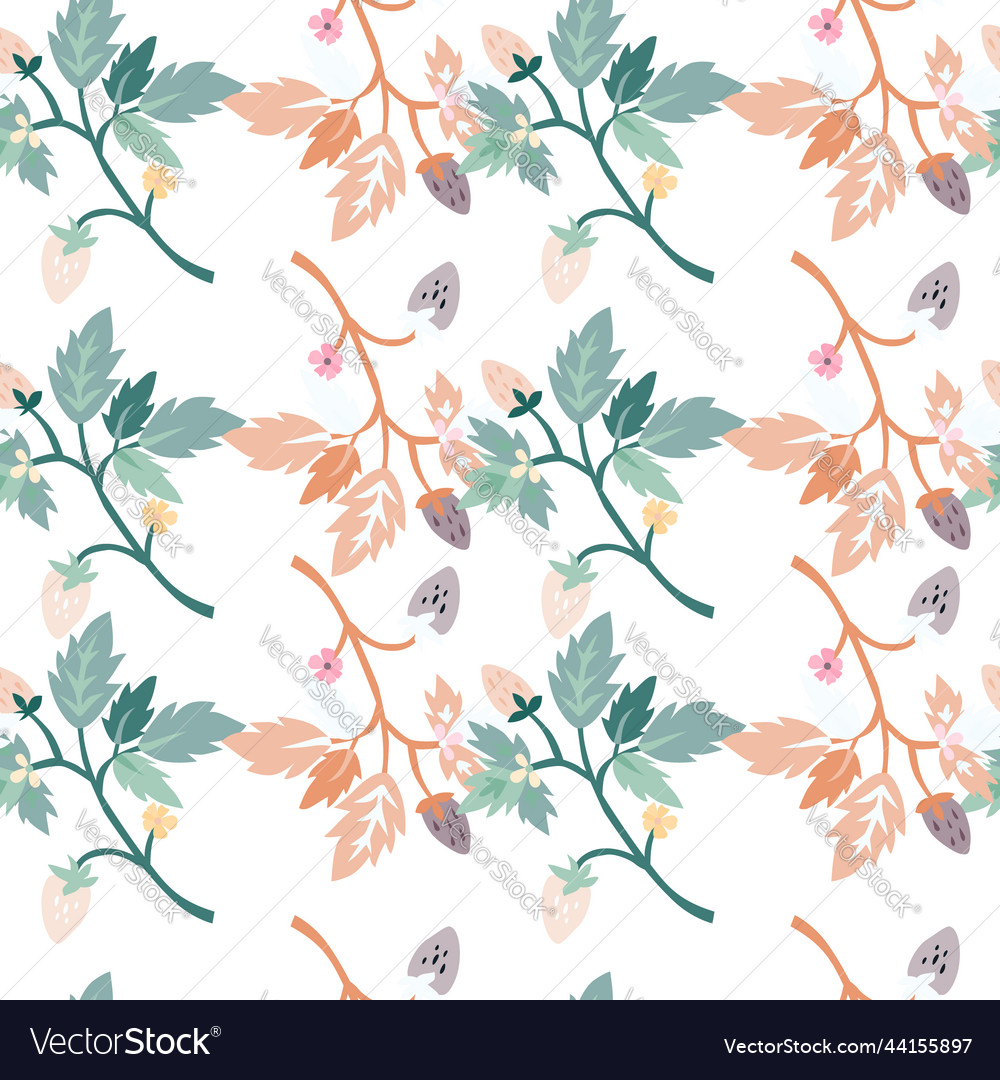 Wild strawberry seamless pattern berries Vector Image Wild strawberry seamless pattern berries Vector Image