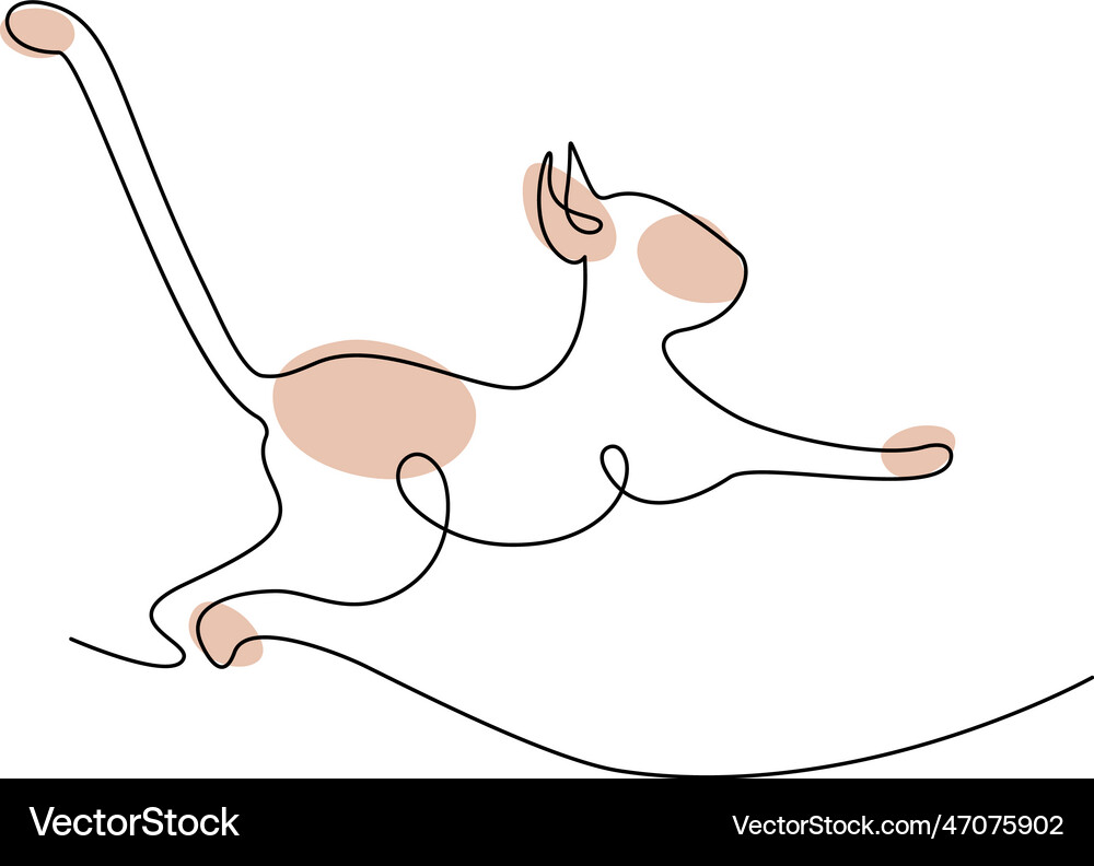 Abstract image of a jumping cat drawn in one Vector Image