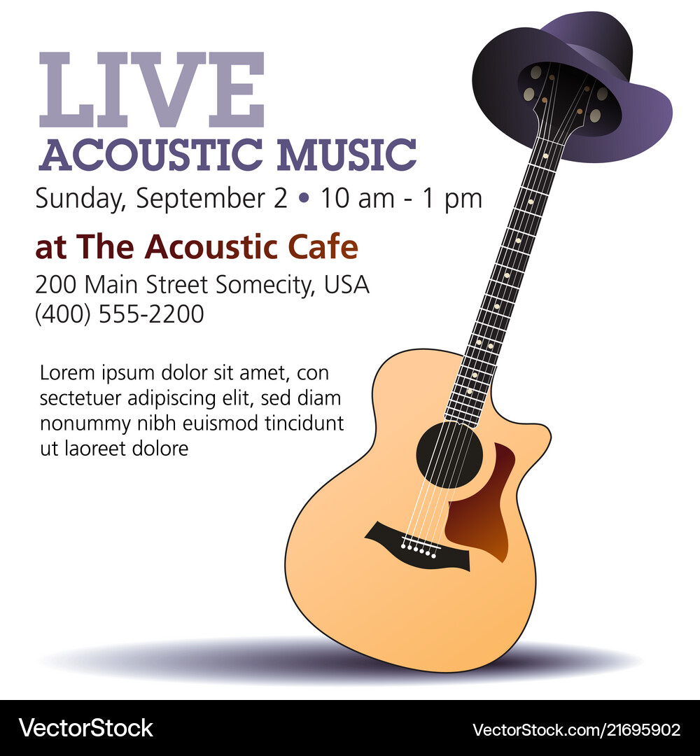 An abstract guitar musical template with a hat Vector Image