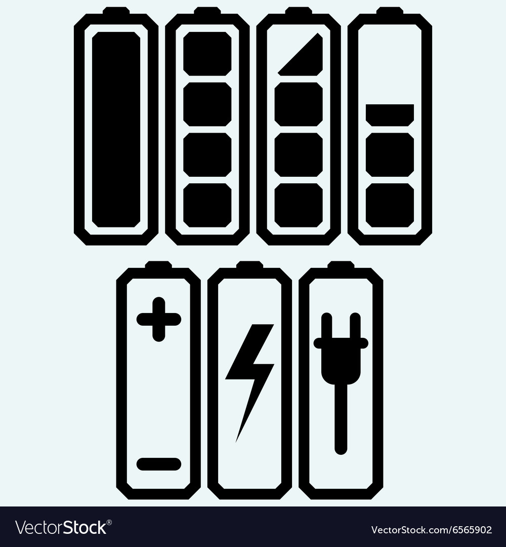 Battery charge level indicators Royalty Free Vector Image