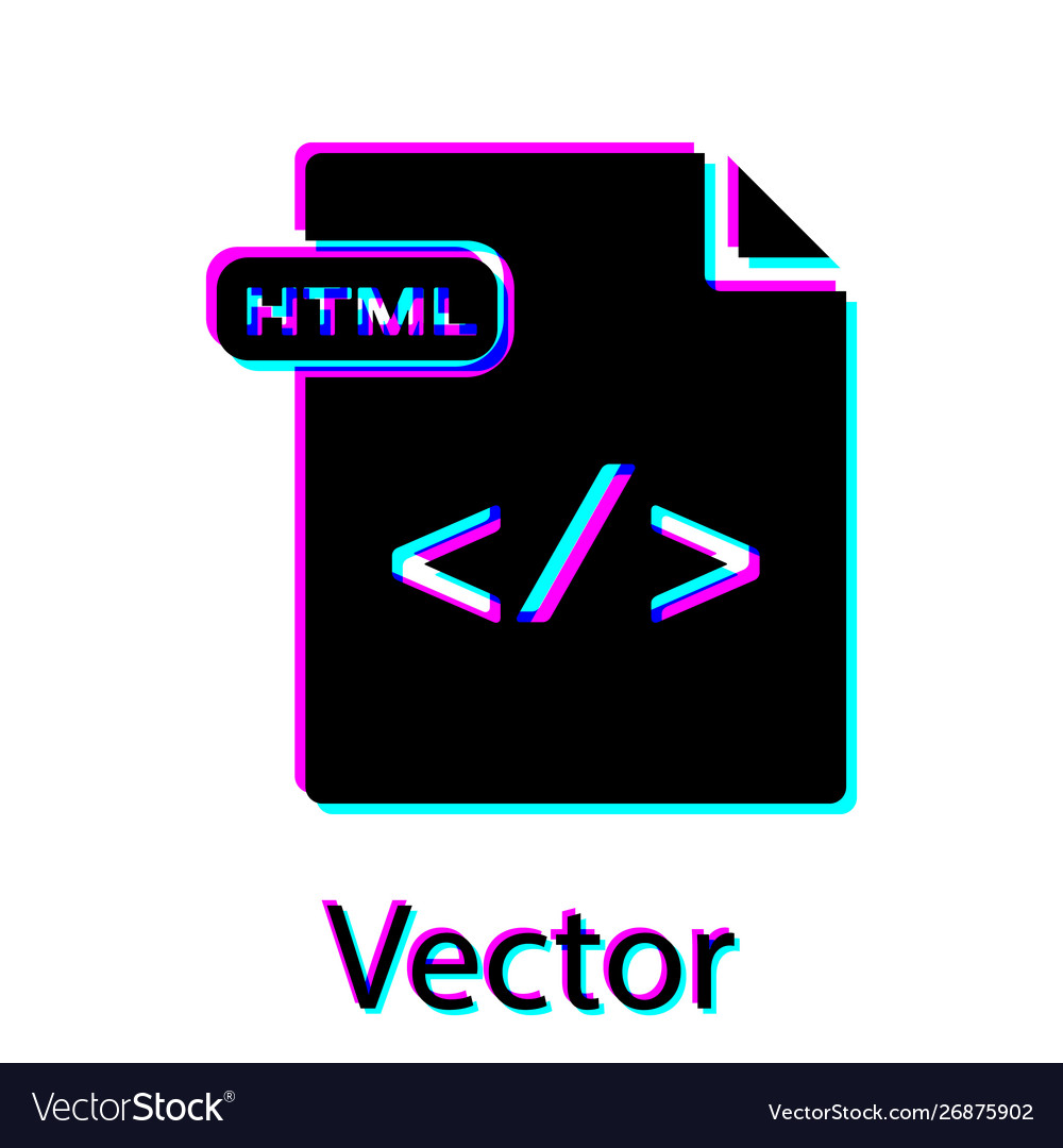 Black html file document download html button Vector Image