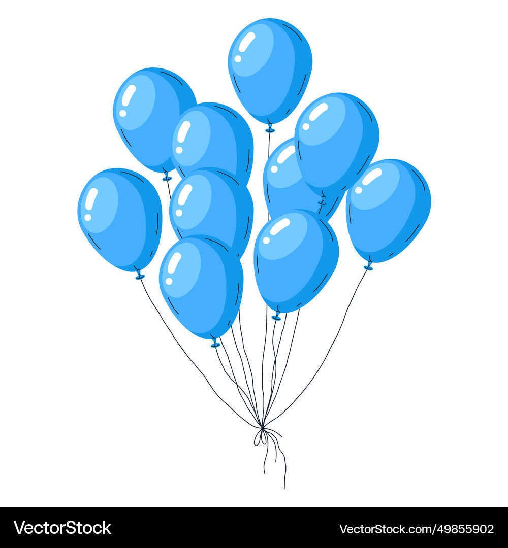 Blue balloon bunch hand drawn helium balloons Vector Image
