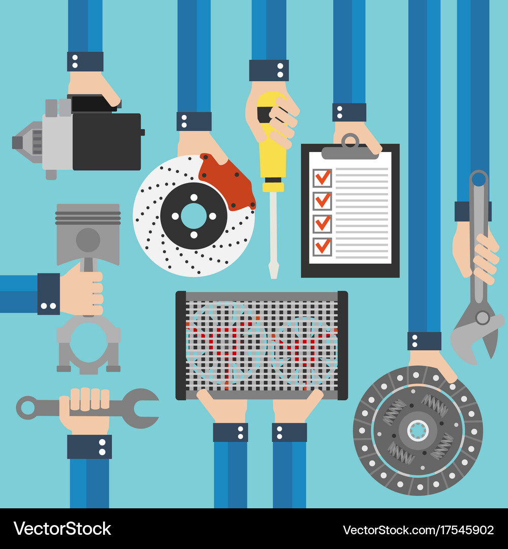 Car repairing equipmentservice modern design flat Vector Image