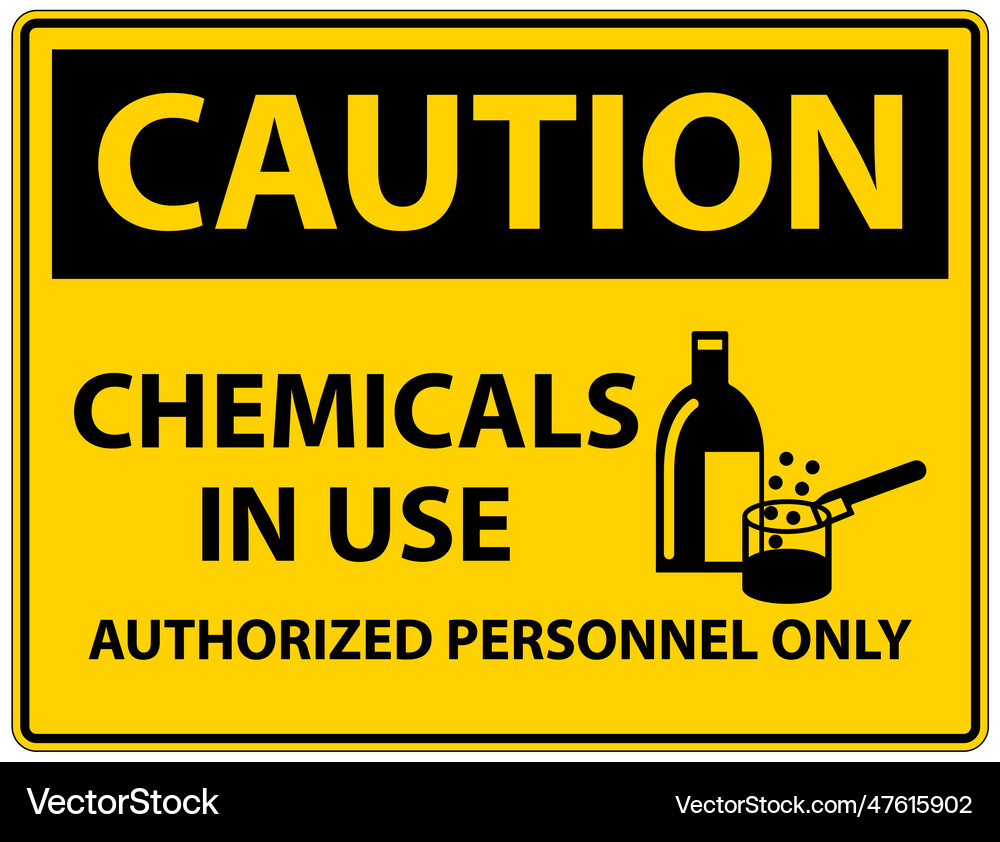 Caution chemicals in use symbol sign on white Vector Image