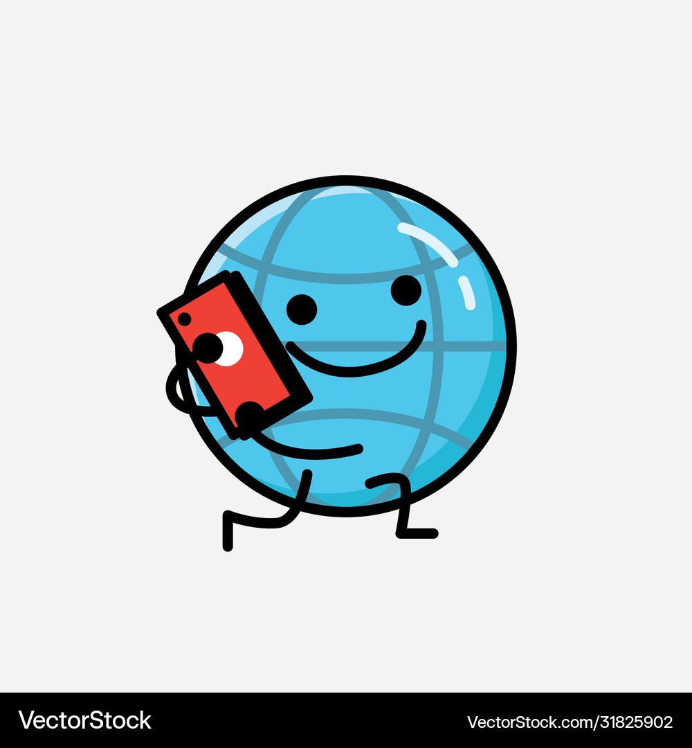 Cute earth globe icon mascot character in flat Vector Image