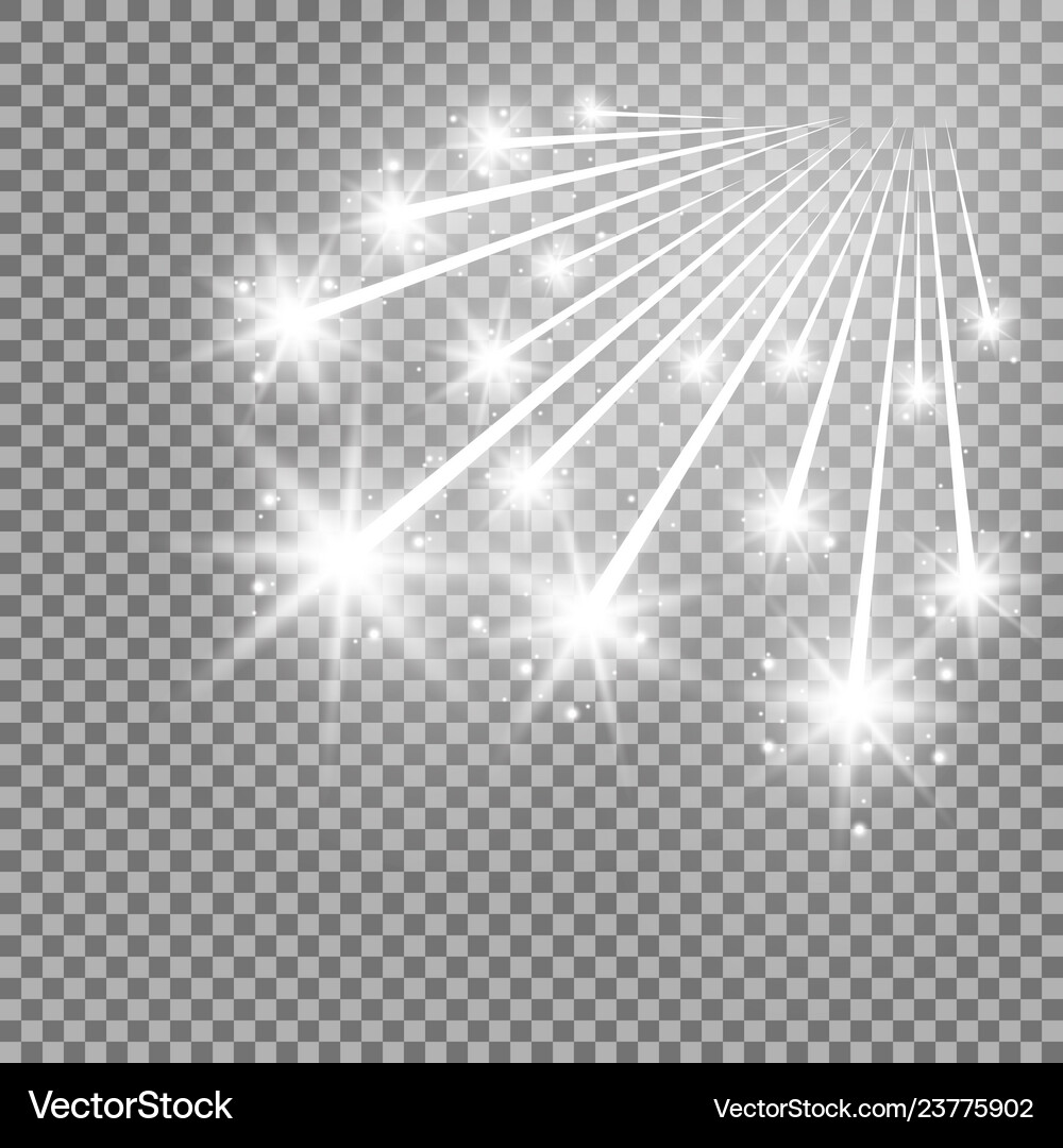 Glittering falling stars with stardust white color