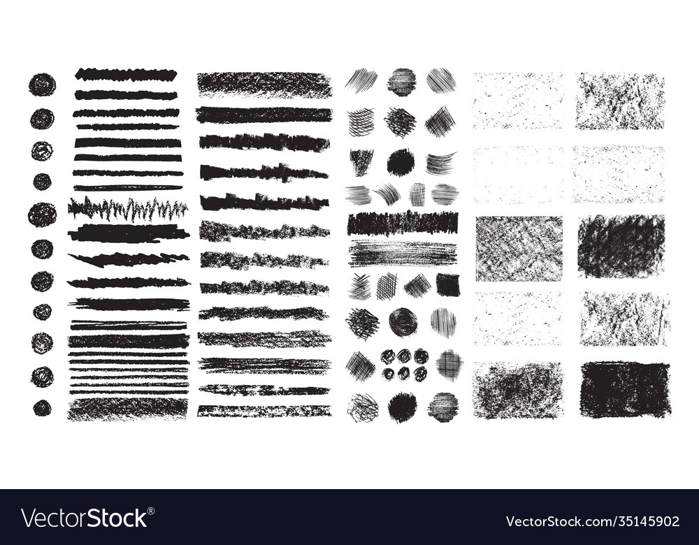 Hand drawn collection grunge textures Royalty Free Vector