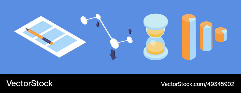 Paper hourglass chart and graph as business Vector Image