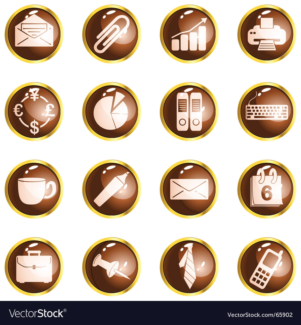 Round brown high-gloss office buttons Royalty Free Vector