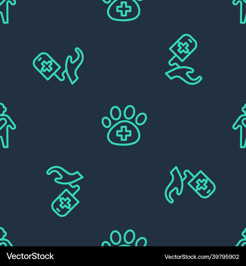 Set line veterinary clinic blood donation Vector Image