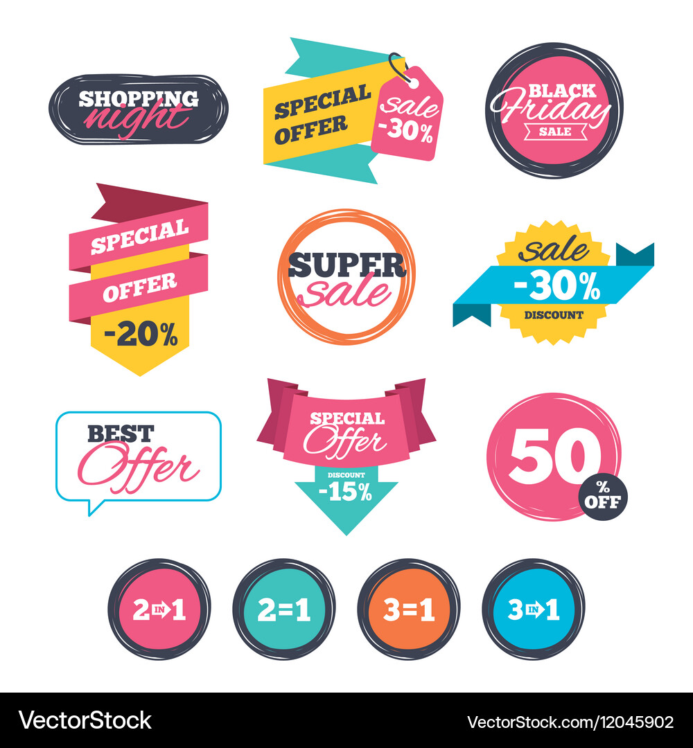 Special offer icons take two pay for one sign Vector Image