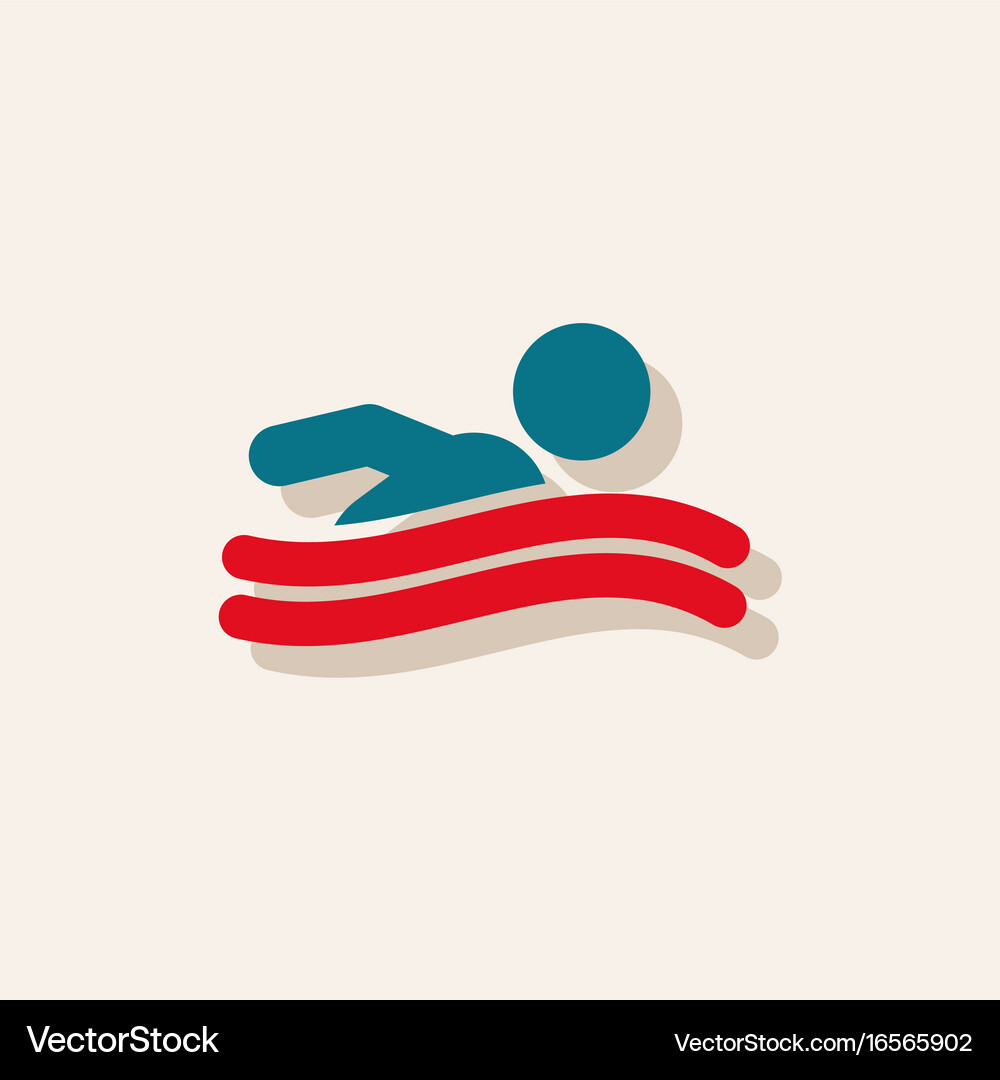 Swimming icon sign in sticker style Royalty Free Vector